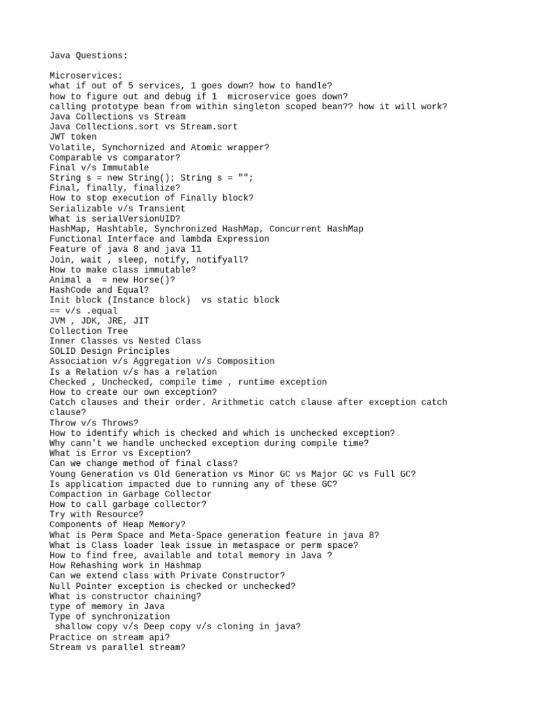 Interviewquestions Pdf Java Programming Language Java Virtual