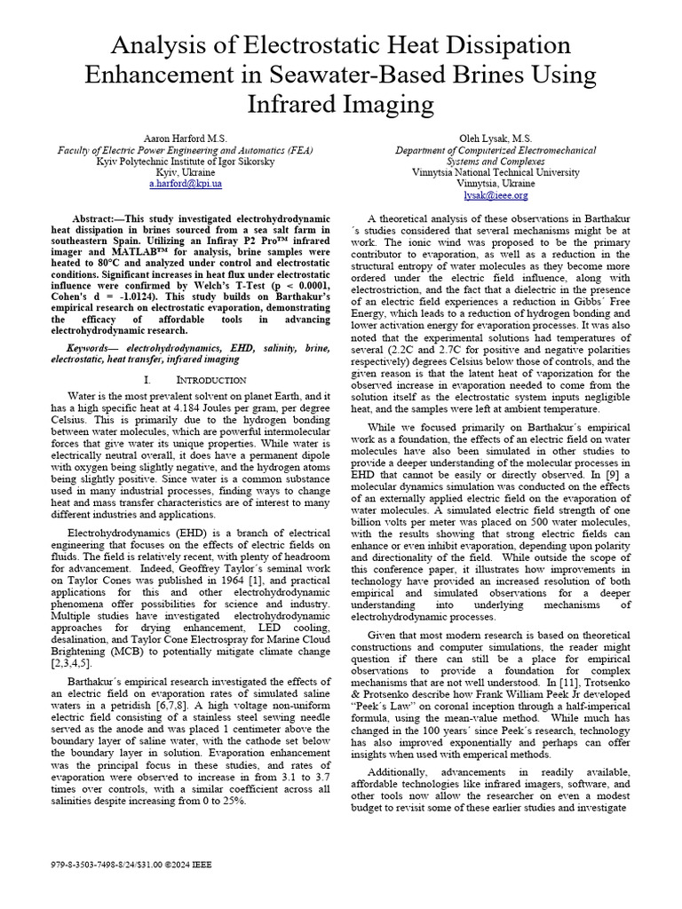 IEEE ICHVE Analysis of Electrostatic Heat Dissipation Enhancement in Seawater-Based Brines FINAL ...