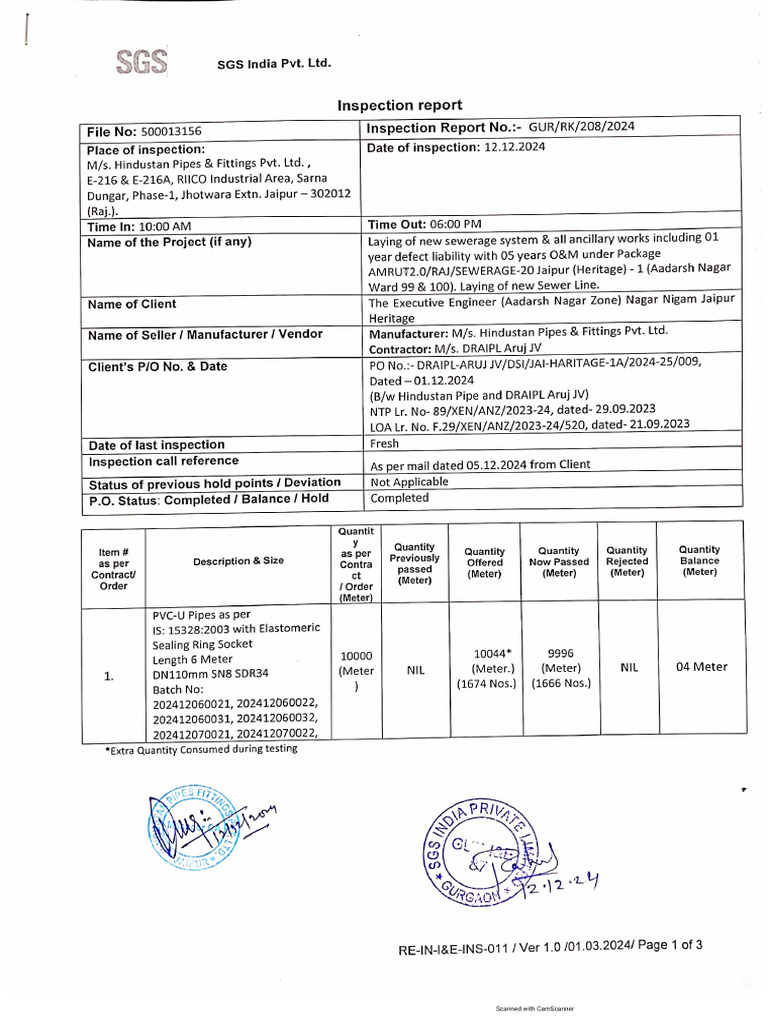 SGS Inspection. 12.12.2024 | PDF