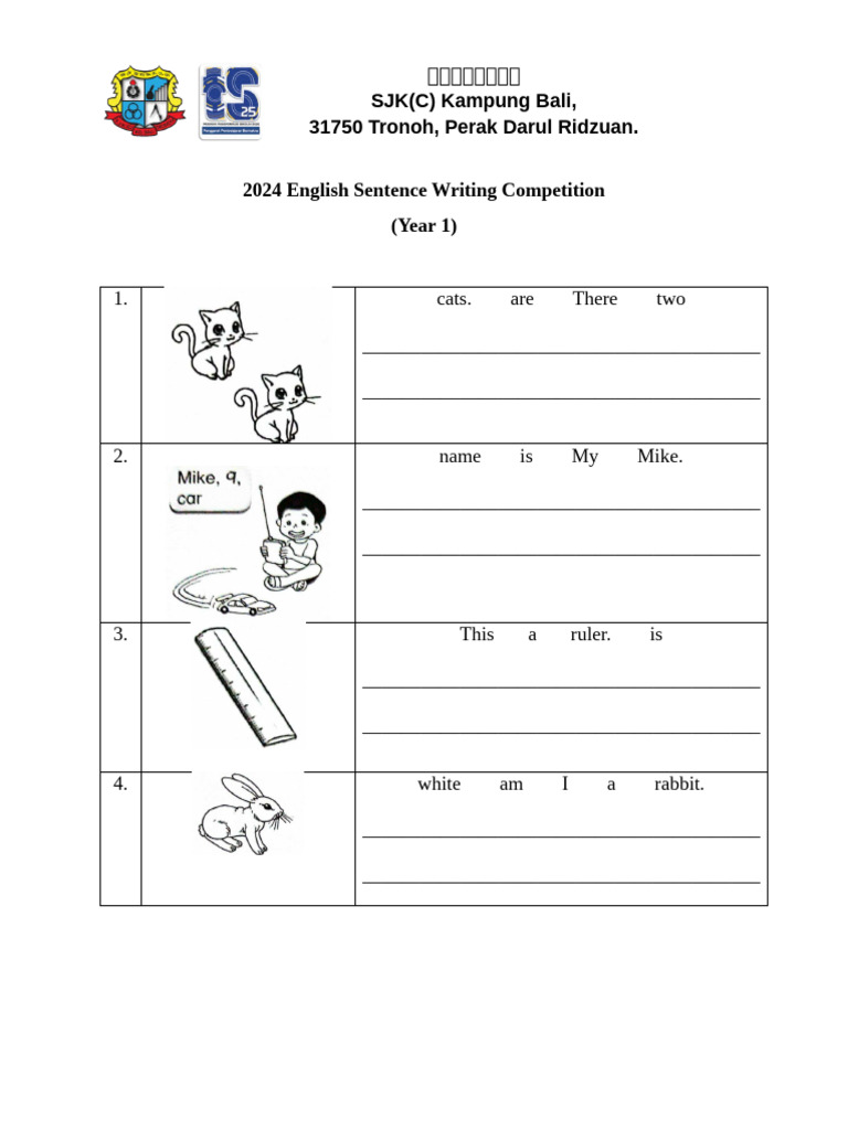 Year 1 English Writing Contest | PDF