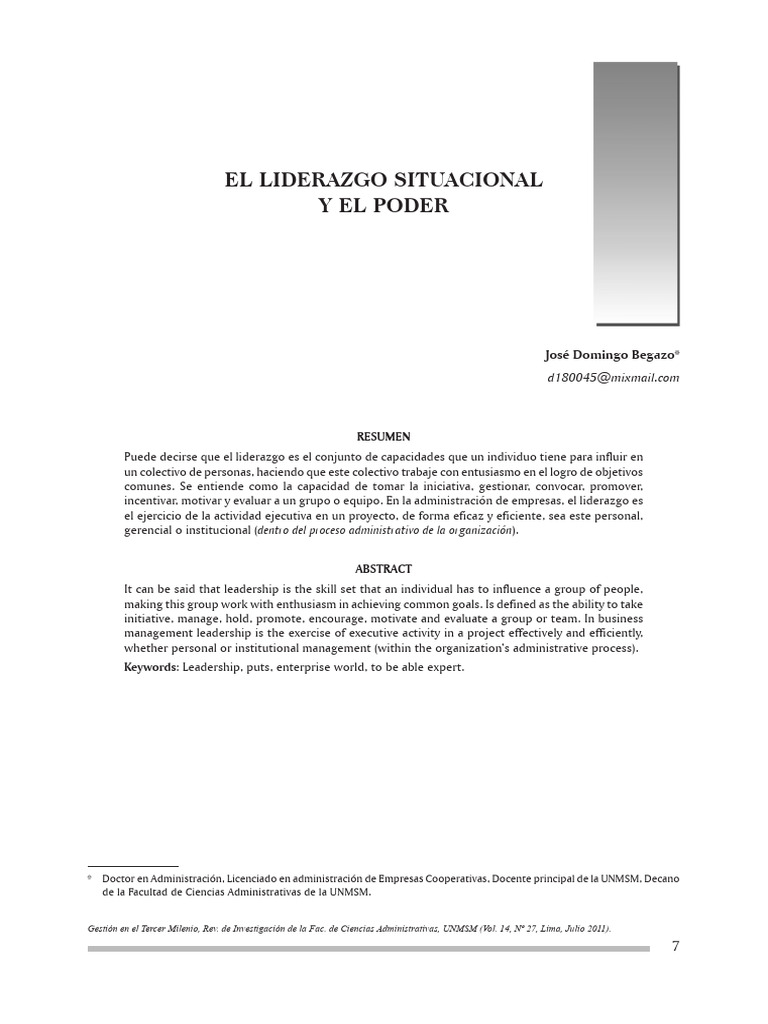 El Liderazgo Situacional y El Poder | PDF | Liderazgo | Psicología Social