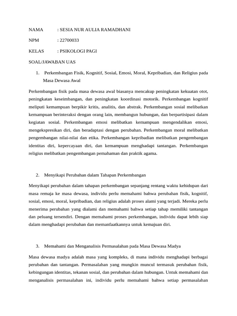 Uas Perkembangan | PDF