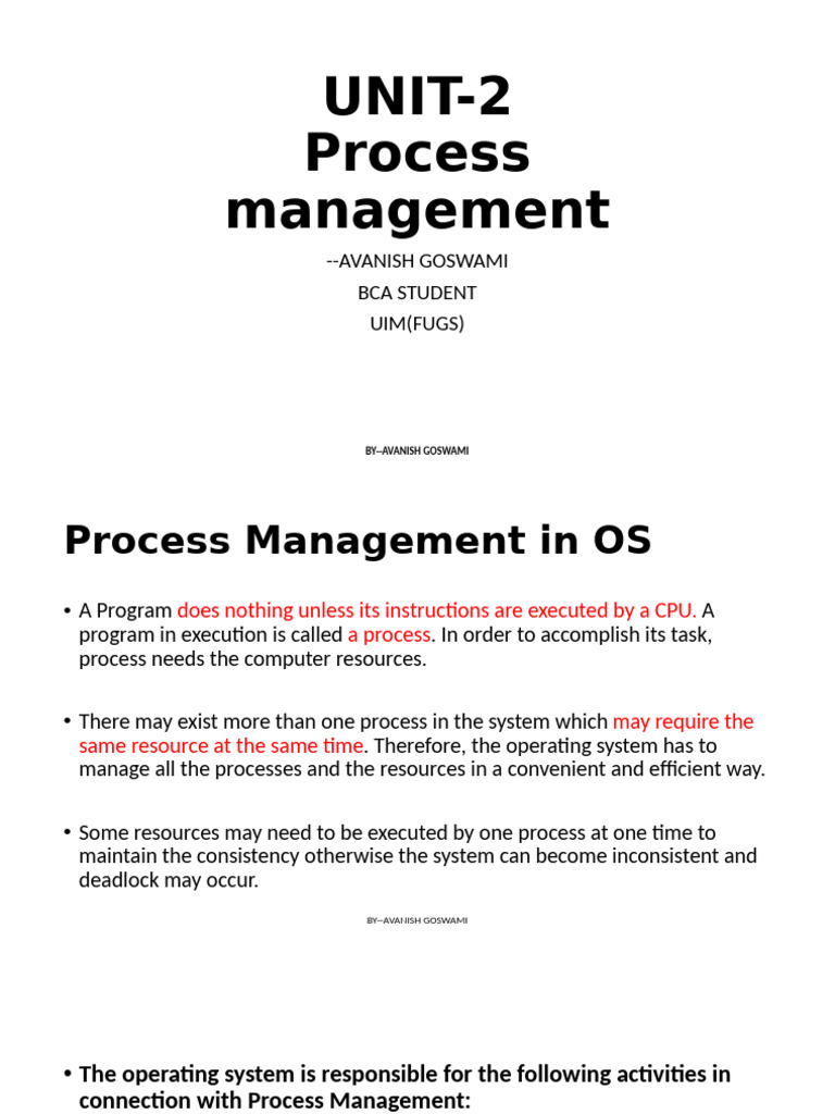 BCA Guide to Process Management | PDF | Scheduling (Computing) | Process (Computing)