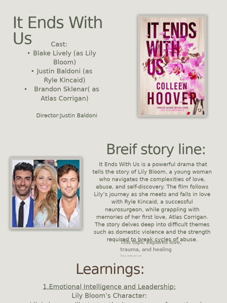 Cast Blake lively- as lily bloom Justin Baldoni-as Ryle Kincaid Brandon ...