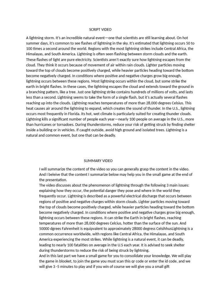 SUMMARY-VIDEO | PDF | Lightning | Thunderstorm