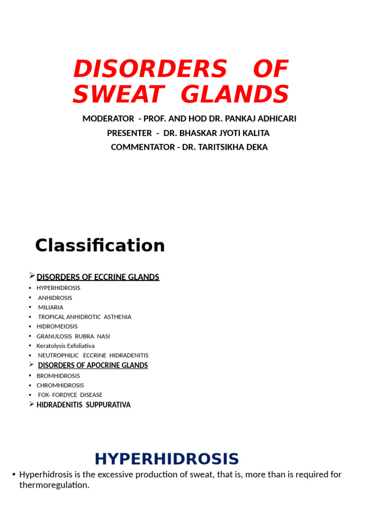 SWEAT DISORDERS Pals | PDF | Clinical Medicine | Diseases And Disorders