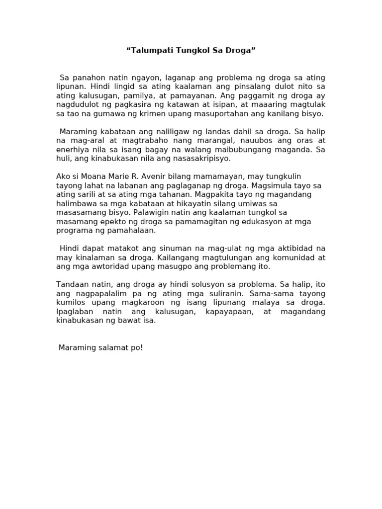 Talumpati Avenir | PDF