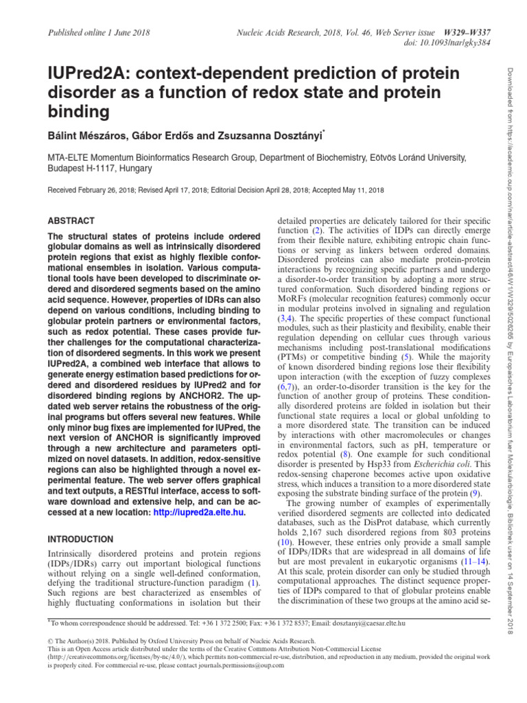 2018 - IUPred2A - context-dependent prediction of protein disorder as a function of redox state ...