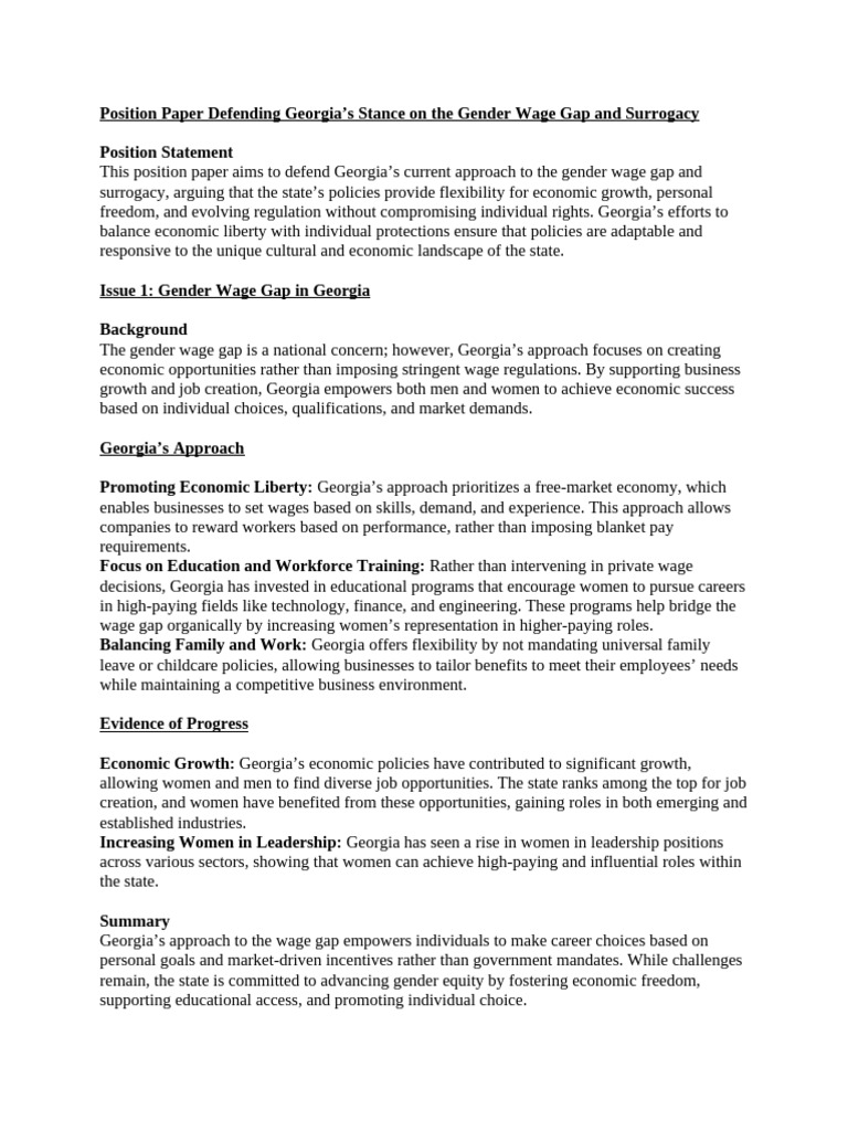 BMUN Position Papers | PDF | Surrogacy | Gender Pay Gap