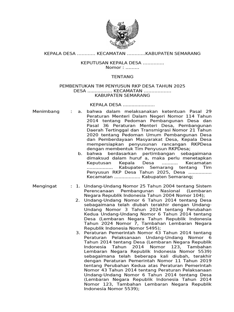 Lamp II SK Tim Penyusun RKPDesa | PDF