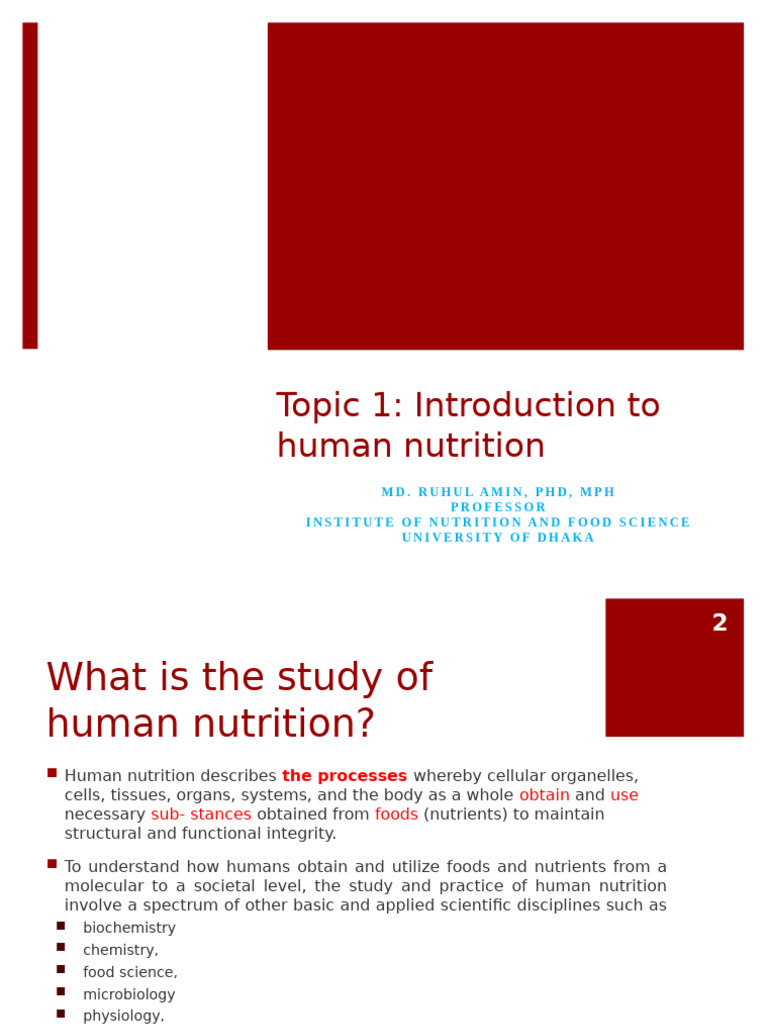 Lec 1 Intro-Human Nutrition | PDF | Nutrition | Diet & Nutrition