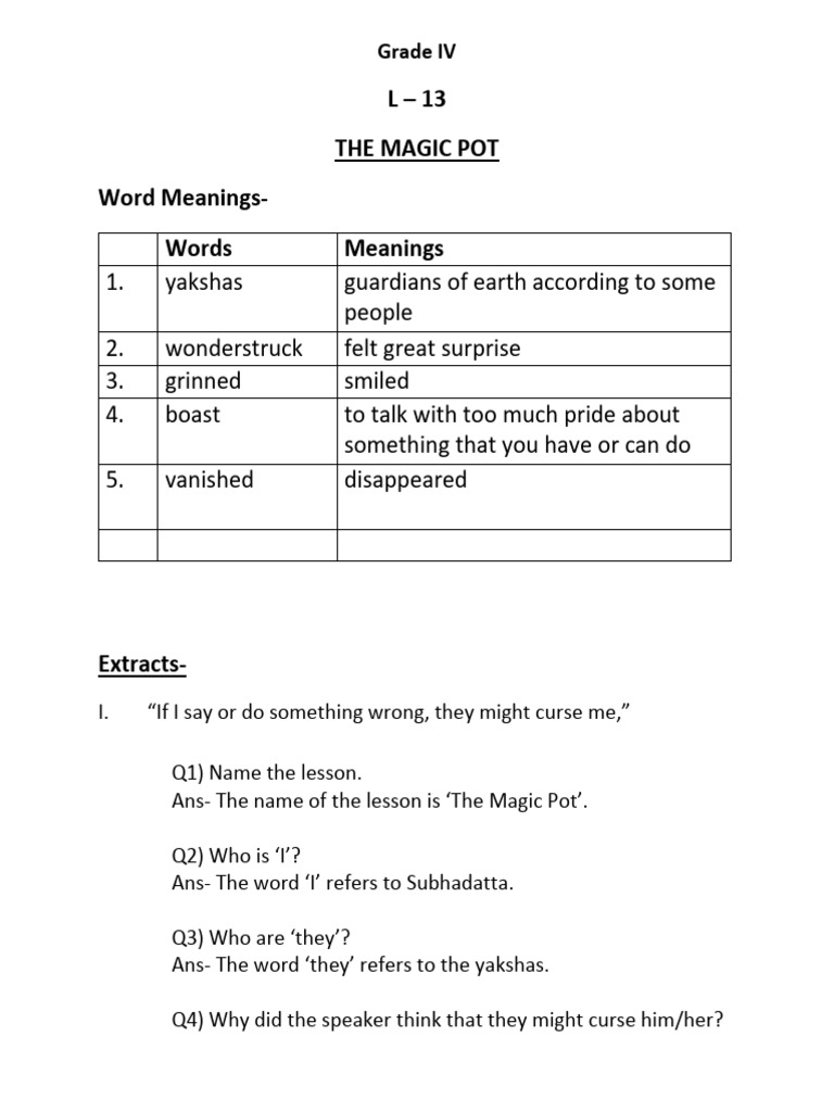 L-13 The Magic Pot | PDF