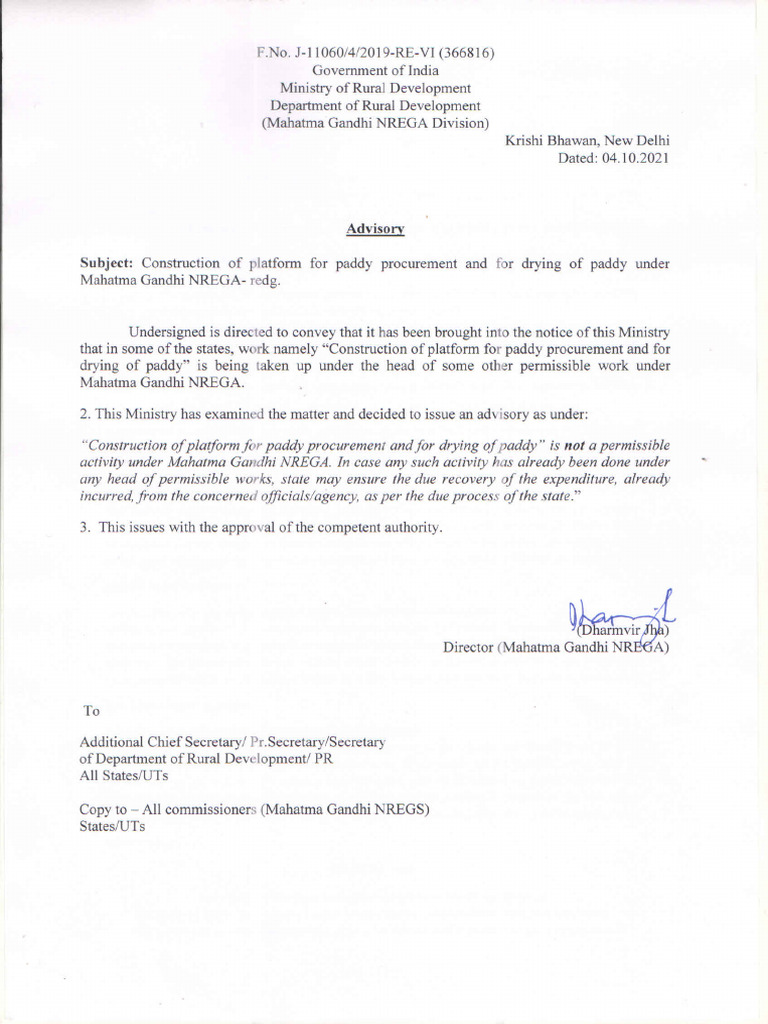 Advisory - Plateform For Paddy Procurement | PDF