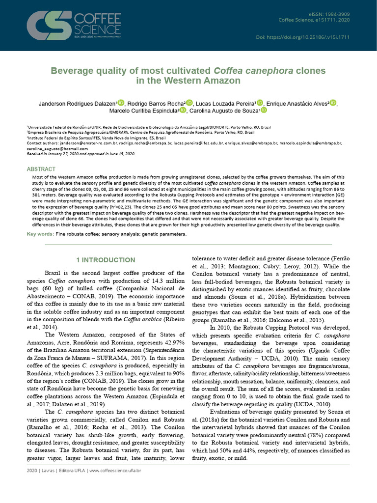 Quality of Coffea Canephora Clones | PDF | Coffee
