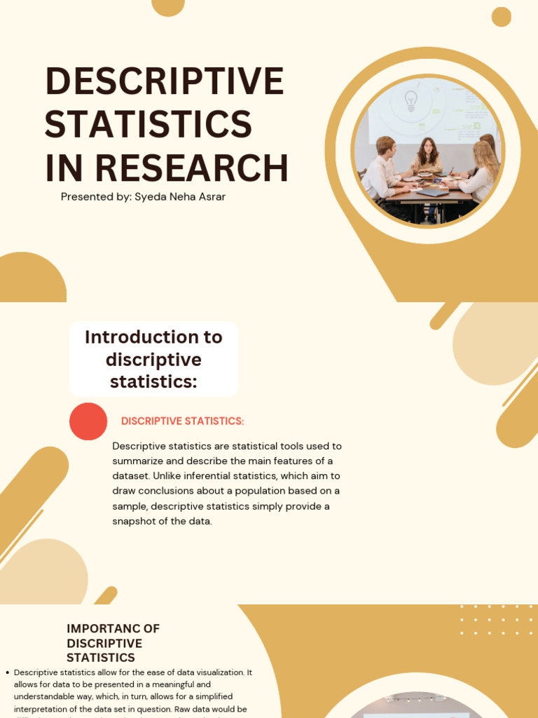 Descriptive Statistics in Research | PDF | Statistics | Descriptive ...