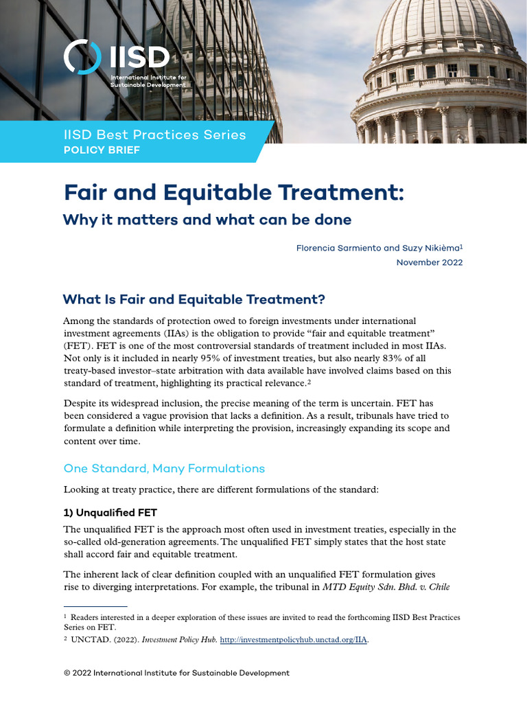 Understanding Fair and Equitable Treatment | PDF | Treaty | Justice
