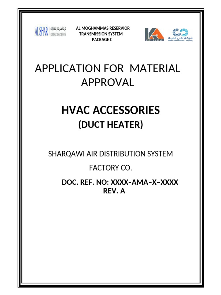 HVAC Duct Heater Material Approval Request | PDF