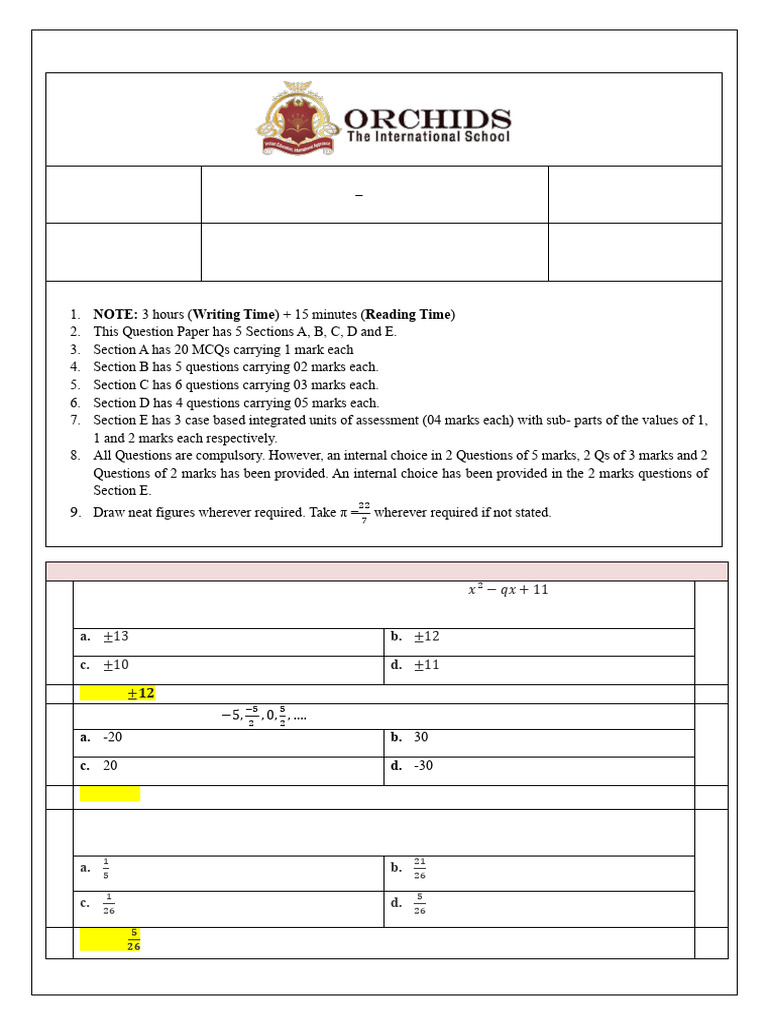 Grade_10_Math_PB1_Standard_AK_24-25 | PDF | Circle | Area