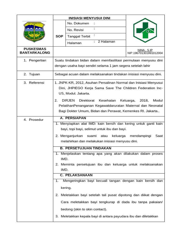 Sop Inisiasi Menyusui Dini | PDF