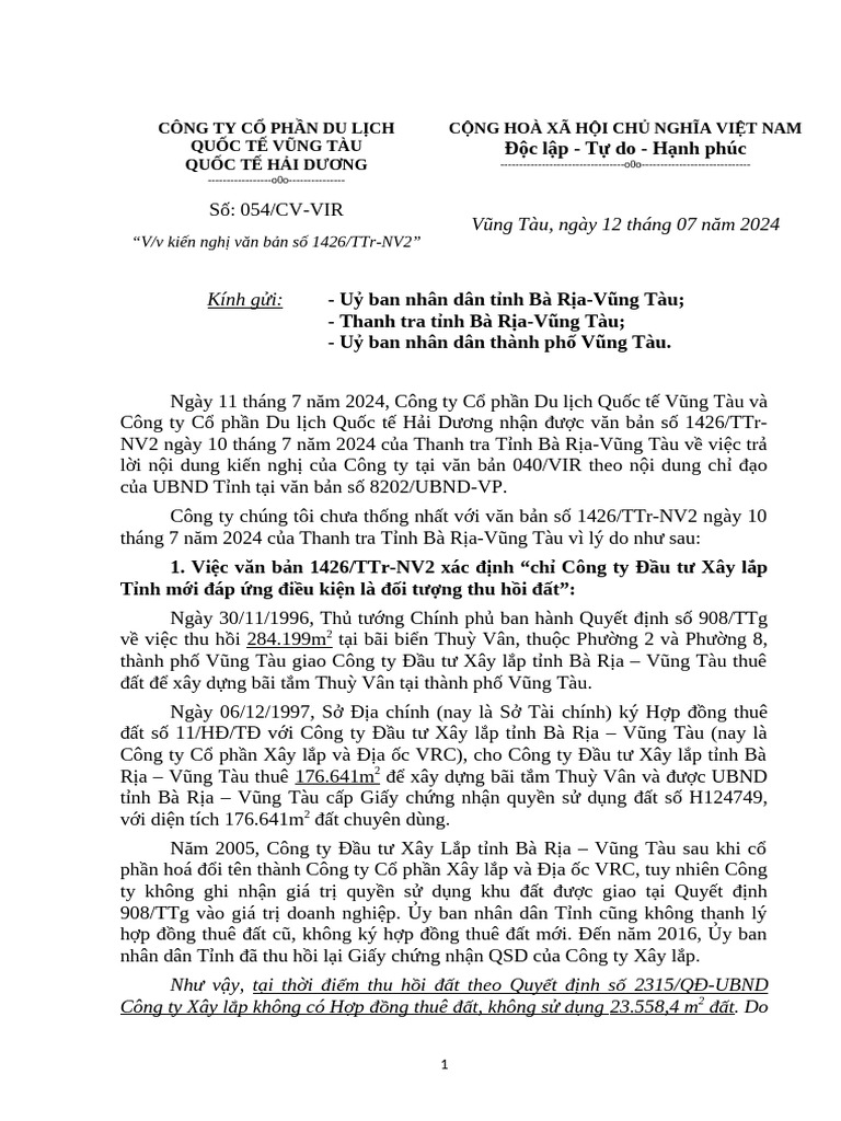 1.Trả lời VB 1426.TTr-NV2 10.7.2024 | PDF