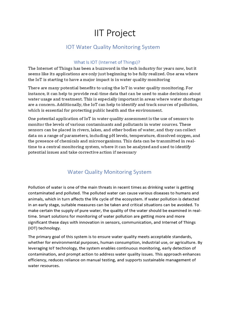 IIT Project | PDF | Water Quality | Internet Of Things
