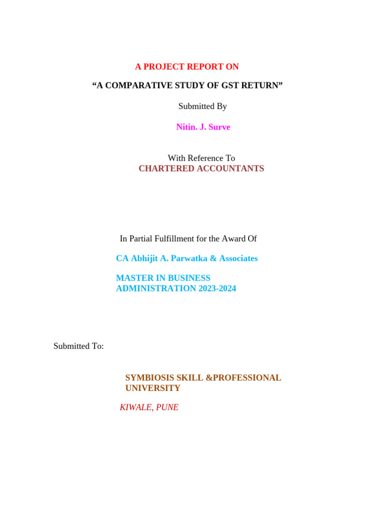 Project Report Input Tax Credit MBA | PDF | Value Added Tax | Taxes