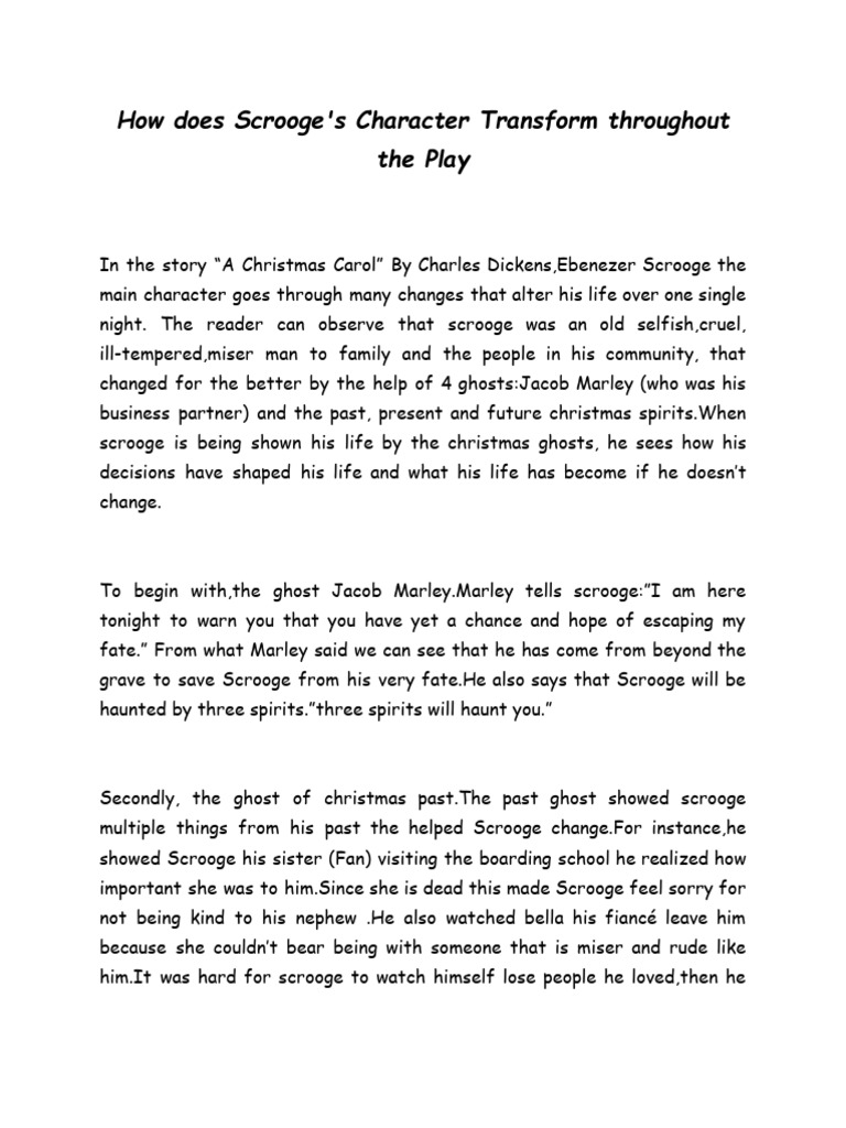 How does Scrooge's Character Transform throughout the Play (2) | PDF ...