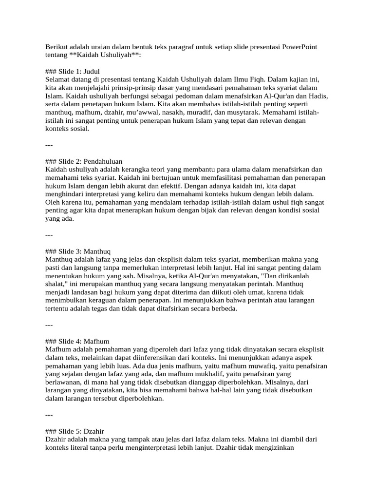 bahan ppt Kaidah Ushuliyah (‘Amm dan Khash, ‘Amr dan Nahy, Mutlaq dan Muqayad, Mujmal dan ...