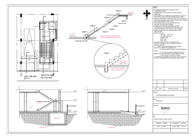 Ground Staircase Structural Details | PDF | Stairs | Civil Engineering