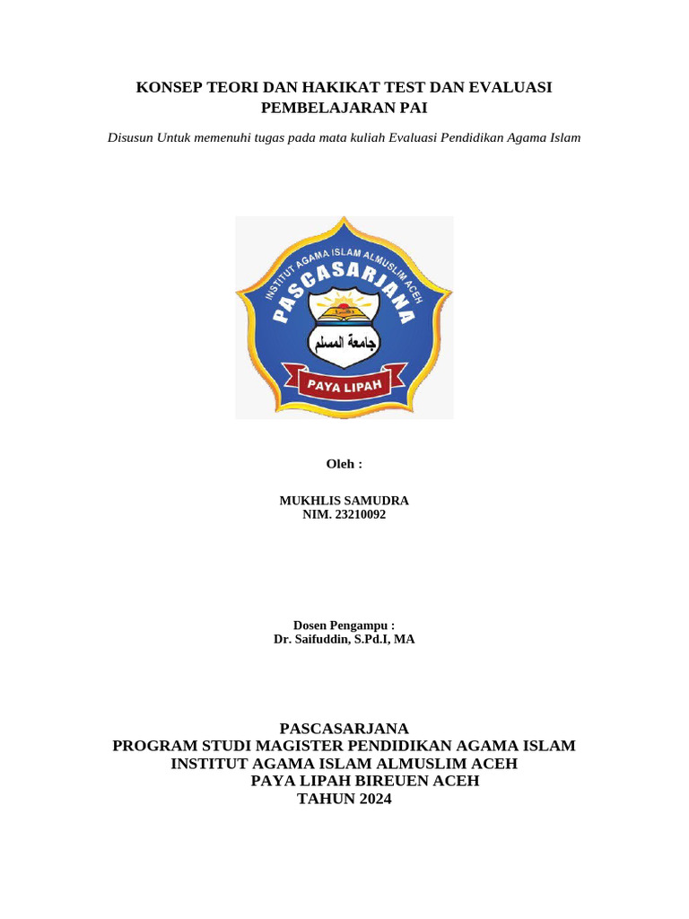 Makalah Evaluasi Pendidikan Pembelajaran Pai | PDF