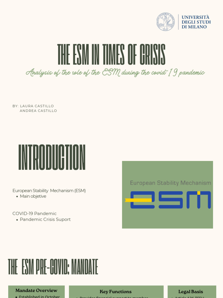 The ESM in Times of Crisis an Analysis of the Role of the European ...
