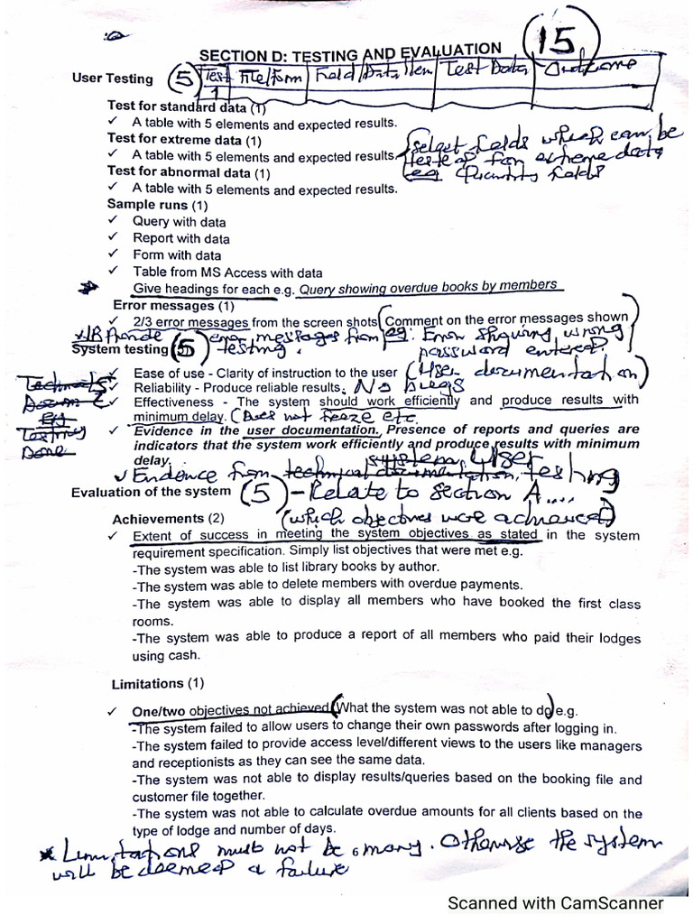 ALevel ProjectGuide SectionD | PDF