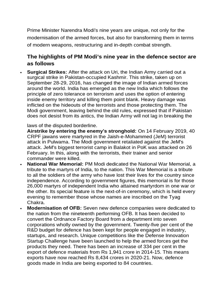 Prime Minister Narendra Modi | PDF | Military | Government Of India