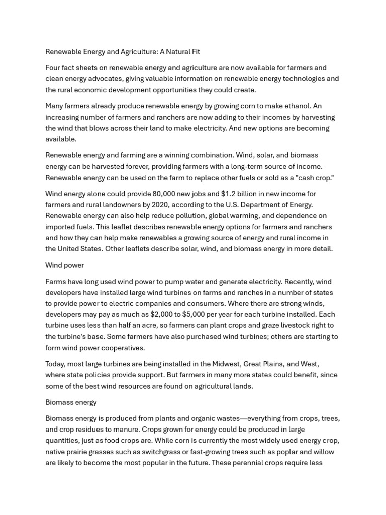 Essay | PDF | Renewable Energy | Wind Power