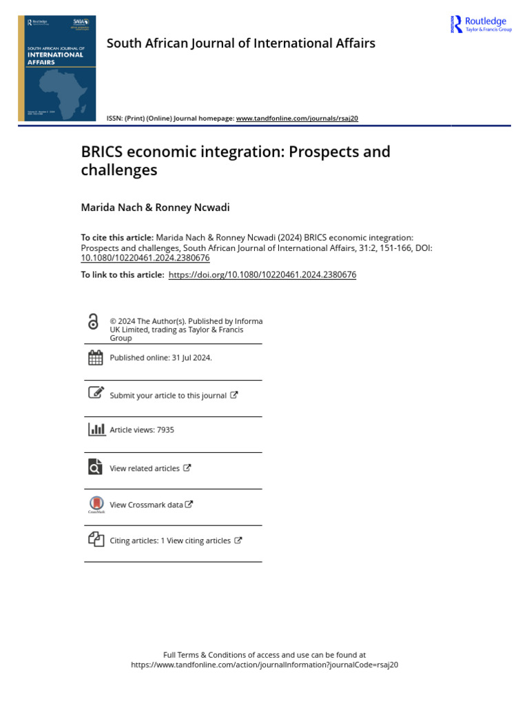 BRICS Economic Integration Challenges | PDF | Bric | Global Financial ...