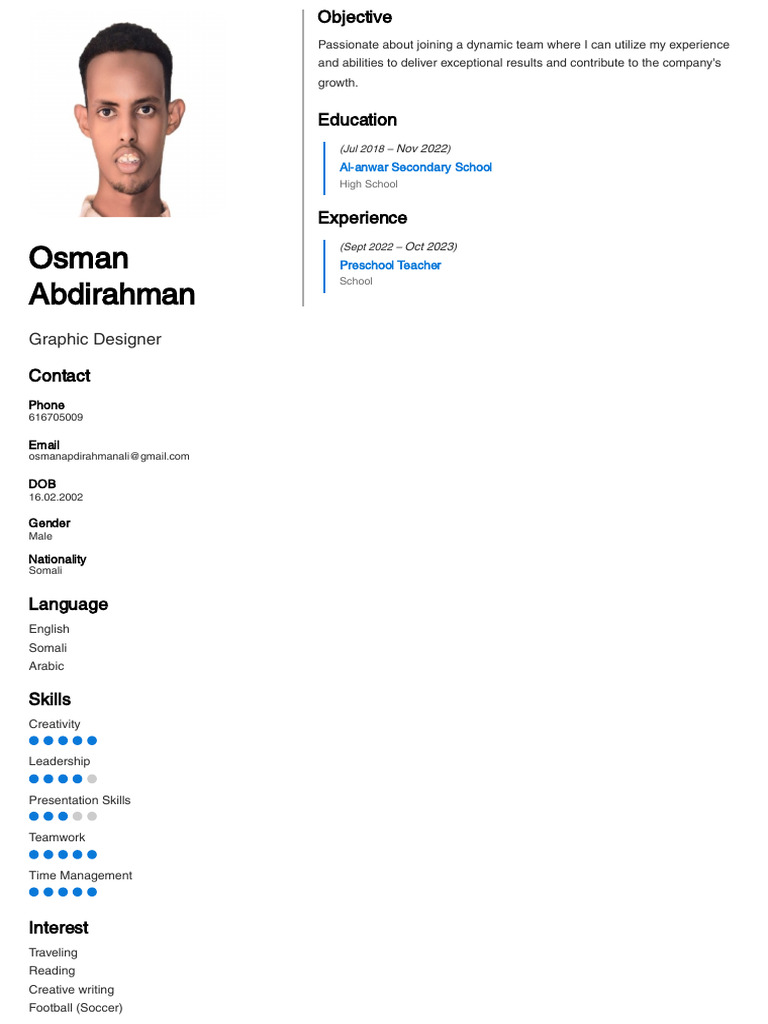 Osman Resume 262 | PDF