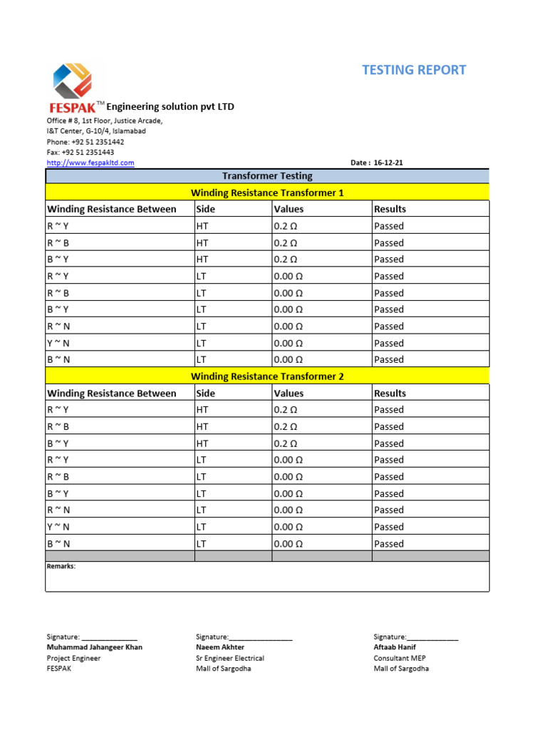 Transformer Testing WR | PDF