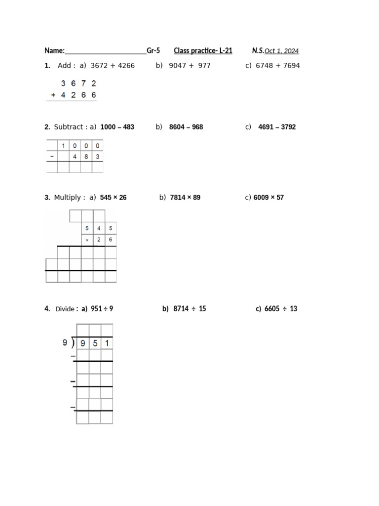 GR5-MAT-021ABC-Class-practice | PDF