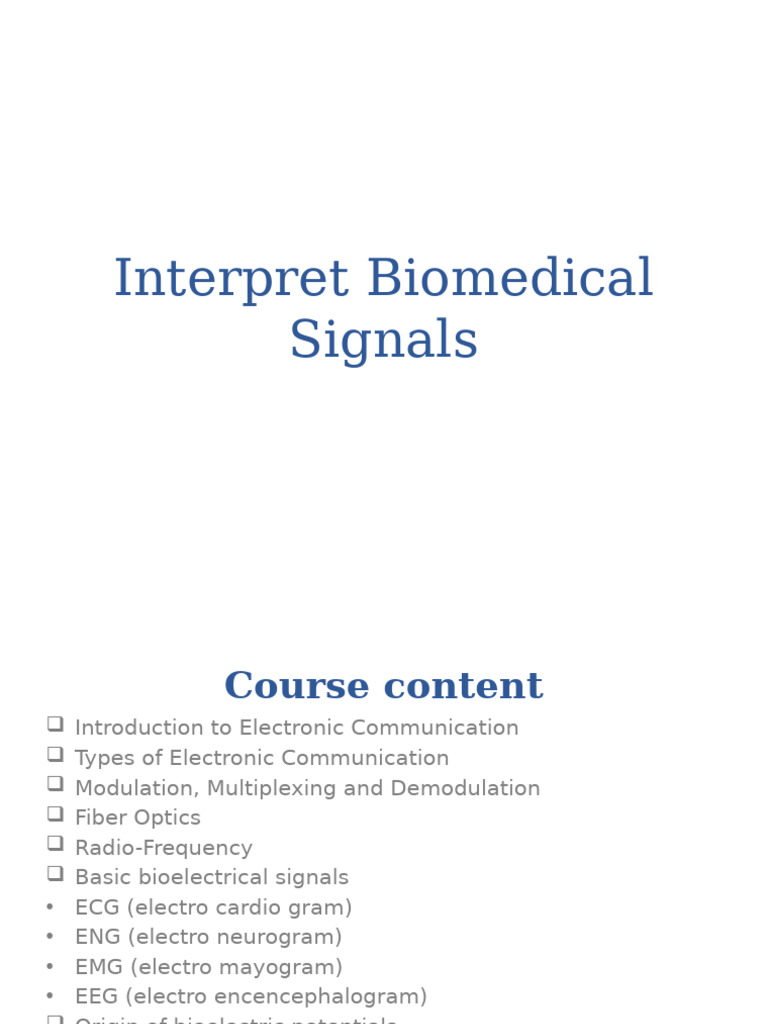 Bio Signal Ppt | PDF | Modulation | Electrocardiography