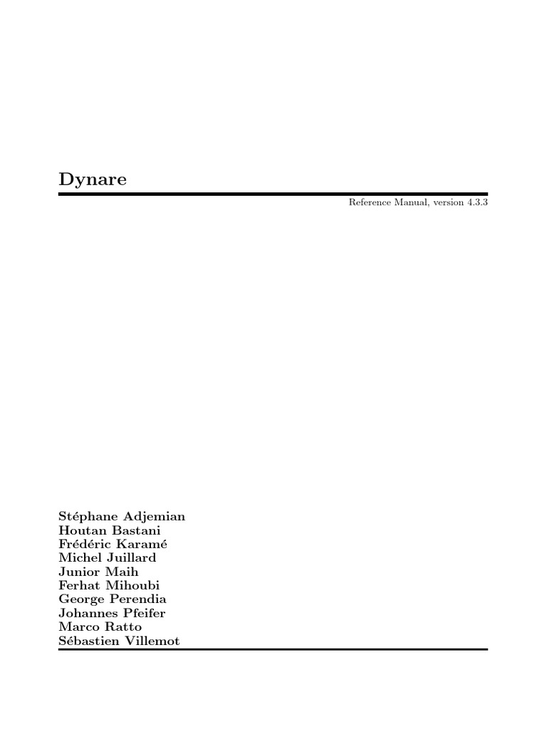 Manuel Référence Dynare v4.3.3 | PDF | Parameter (Computer Programming) | Matlab