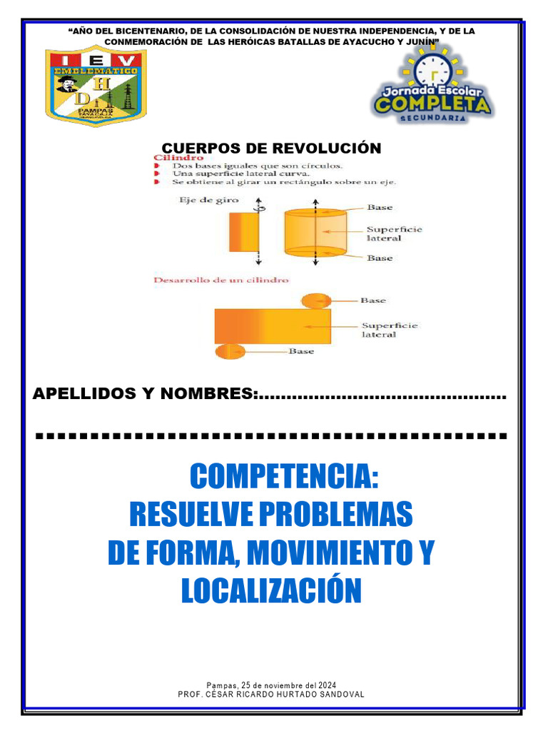 CILINDRO CIRCULAR RECTO 5TO | PDF | Formas geométricas | Geometría