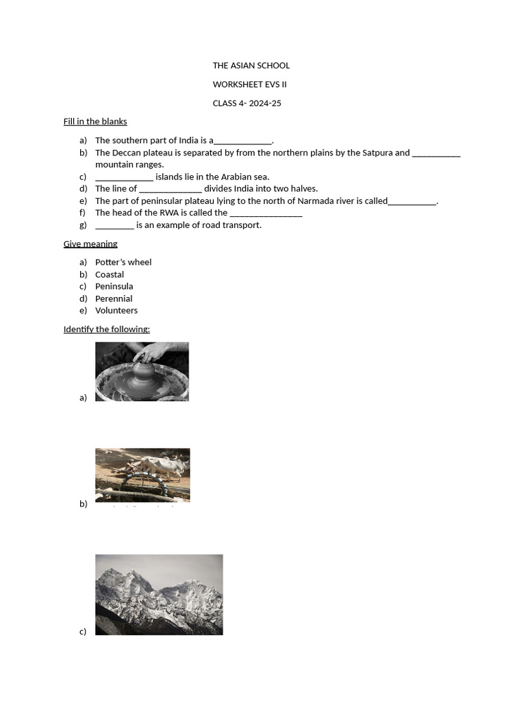 Worksheet Evs Ii | PDF