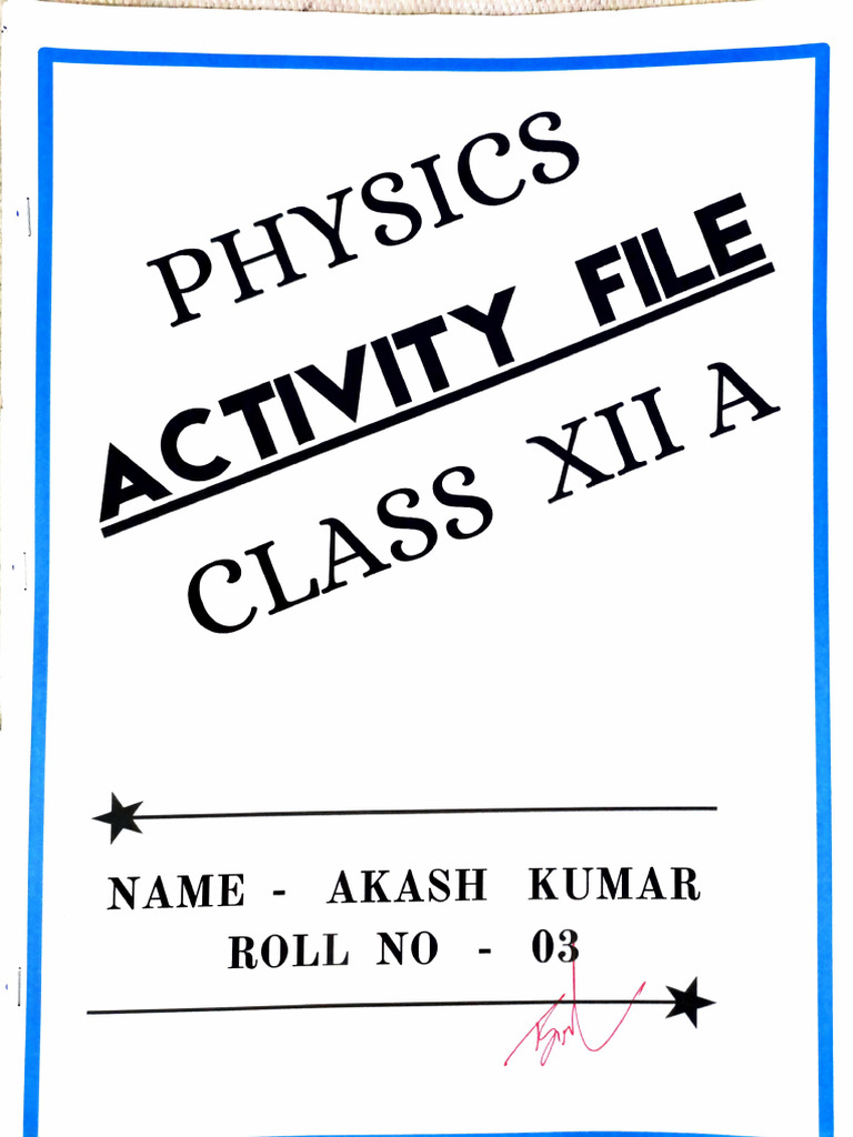 PHYSICS Activity File Class 12 (CBSE BOARD) 2024-25 | PDF