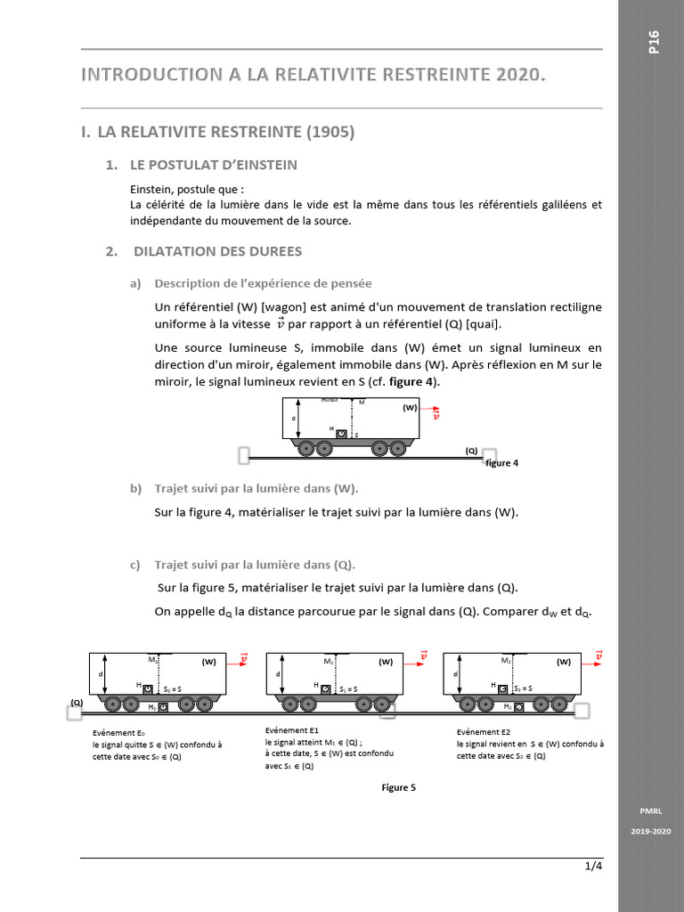 Introduction à la relativité restreinte | PDF | Relativité restreinte ...