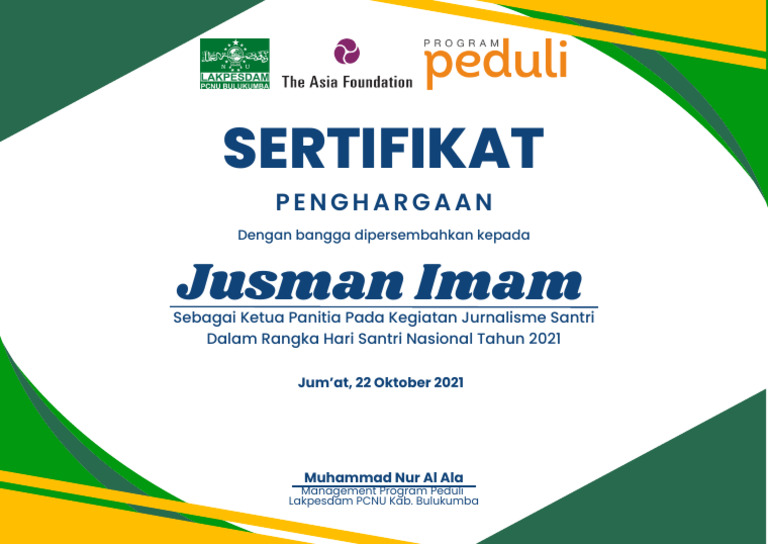 Sertifikat Jusman Imam | PDF