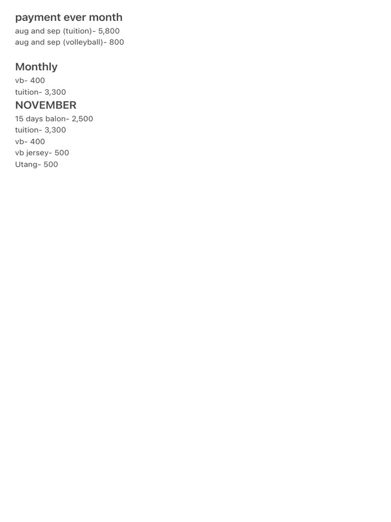 Payment Ever Month | PDF
