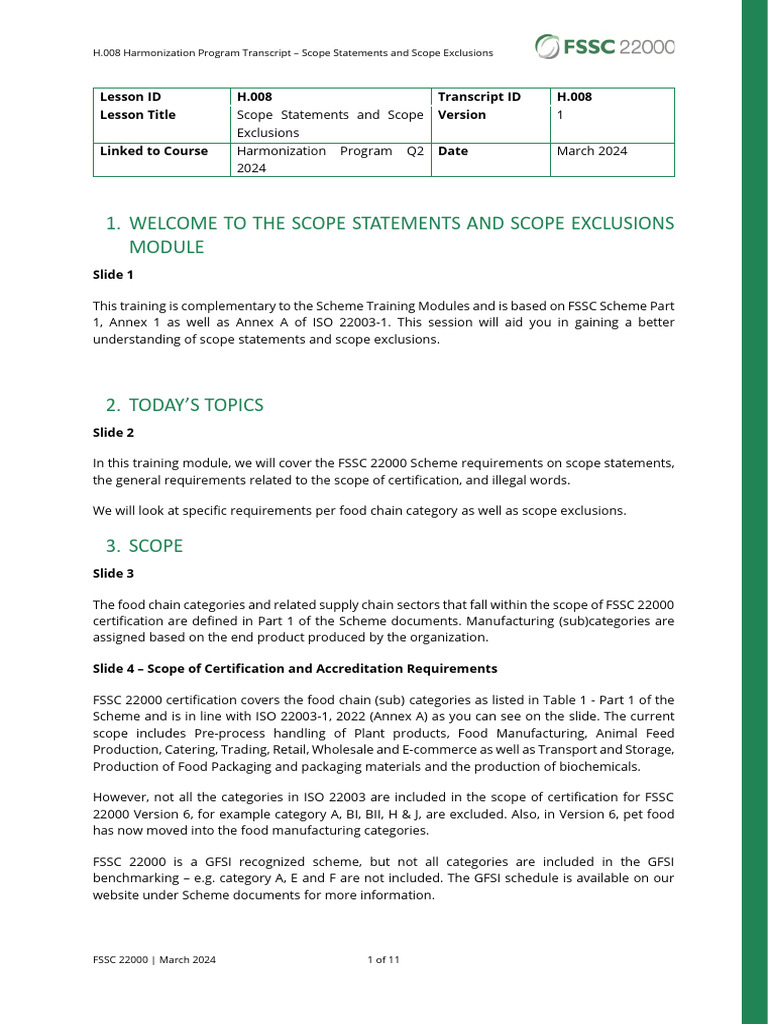 H.008 Transcript Scope Statements and Scope Exclusions V1 | PDF | Audit
