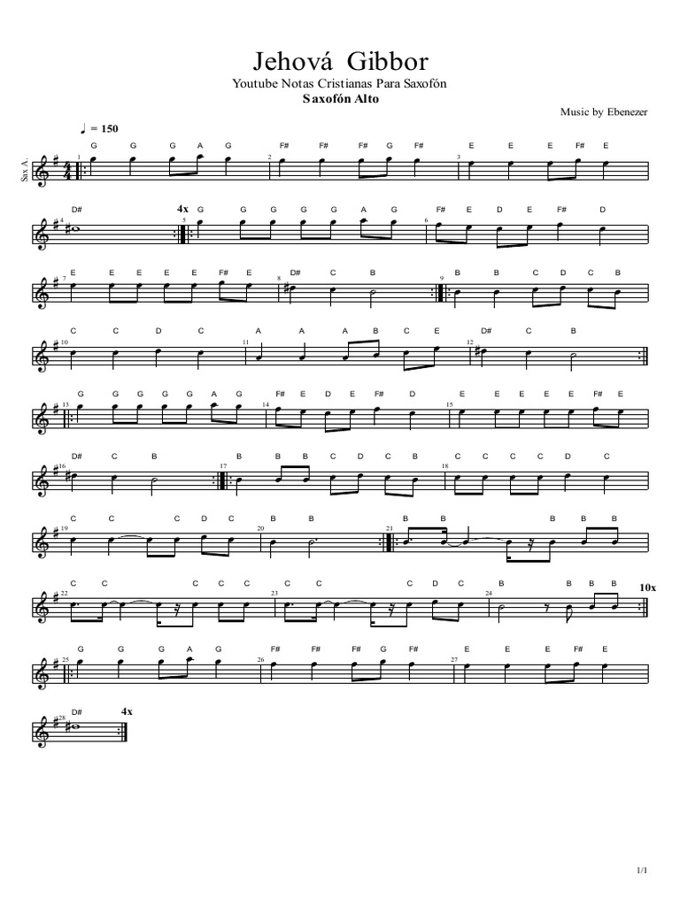 Jehová Gibbor Saxophone Notes Pdf