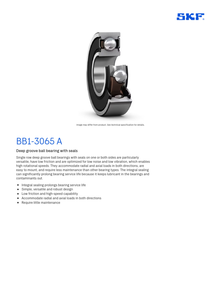 BB1-3065 A - Deep Groove Ball Bearings SKF | PDF | Bearing (Mechanical) | License