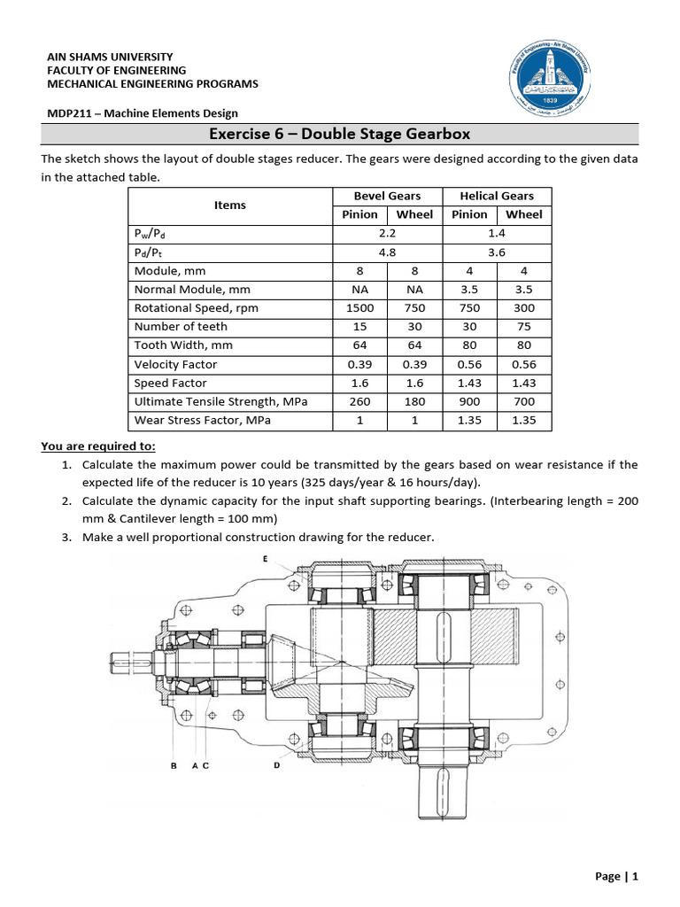 Double Stage Gearbox Design Exercise | PDF